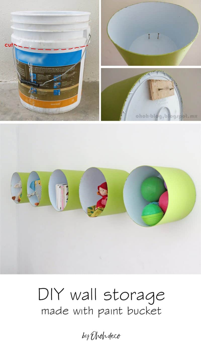 Shelves made with paint bucket