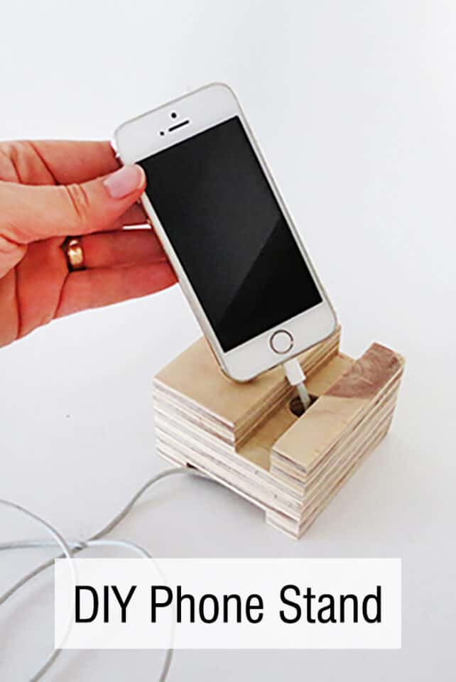 DIY plywood phone stand