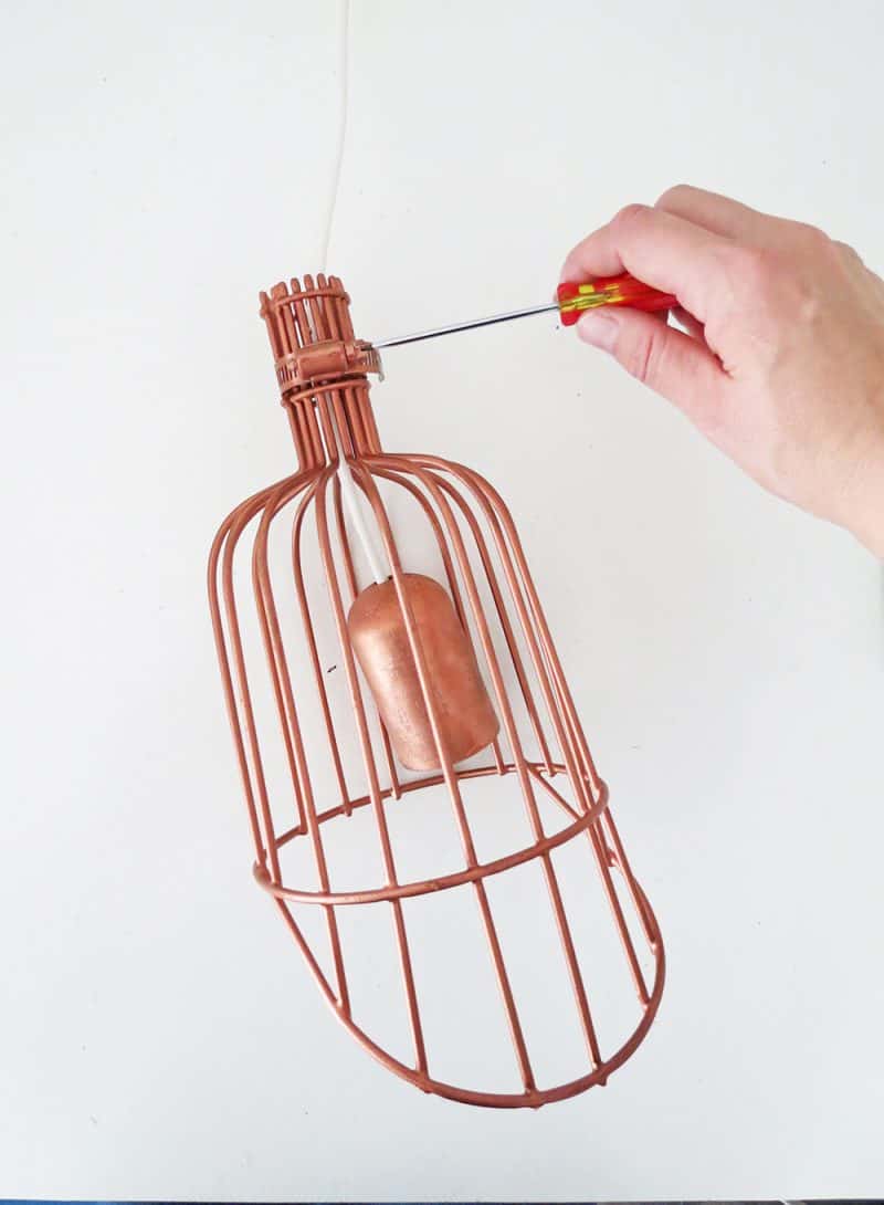 DIY lamp cage and bedroom accent wall