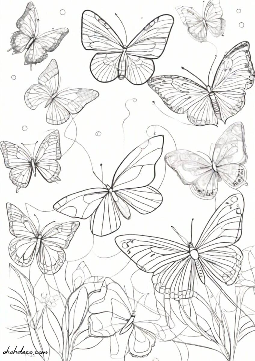 Spring-coloring-page-butterflies - Ohoh deco