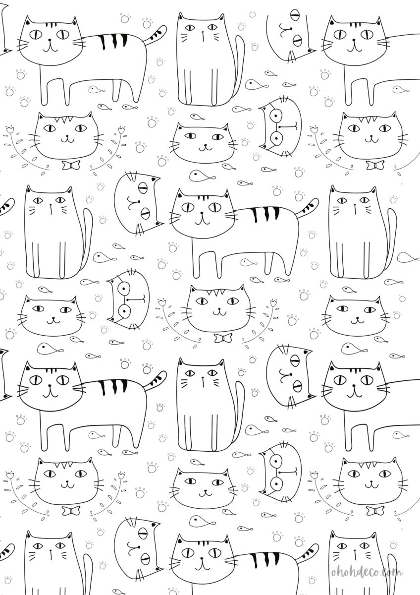 50 Mind-Blowing Cat Coloring Pages for Kids and Adults