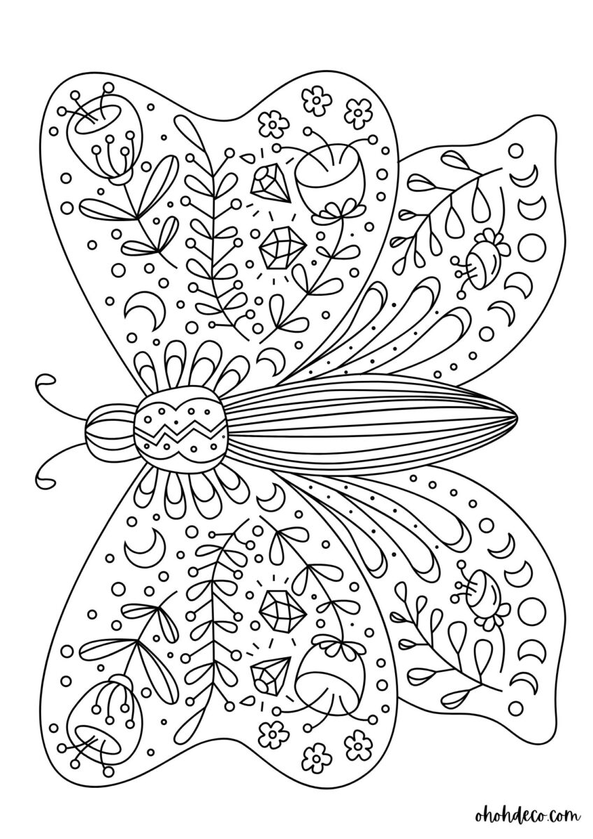 butterfly-flower-coloring-page-9 - Ohoh deco