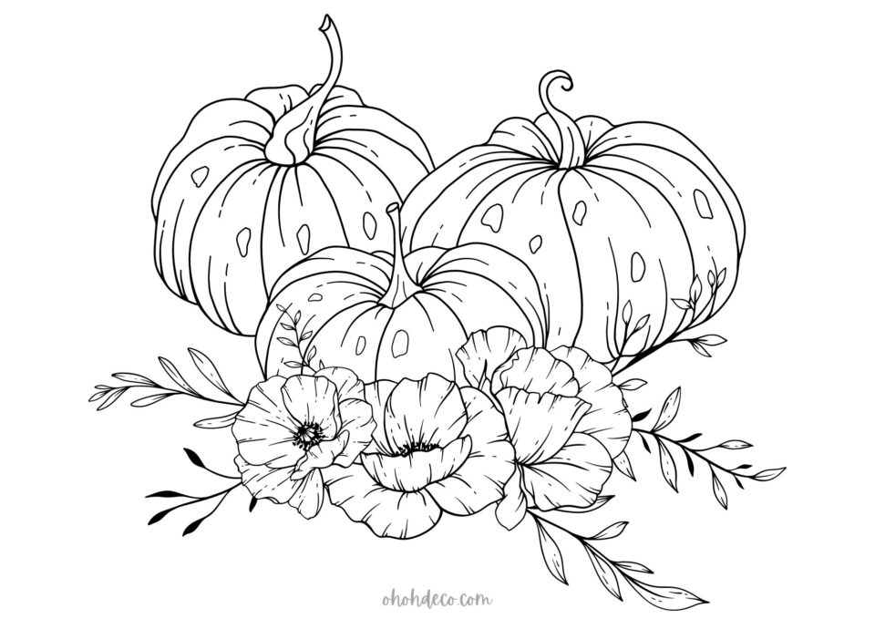 Pumpkin flowers leaf Coloring Pages - Ohoh deco