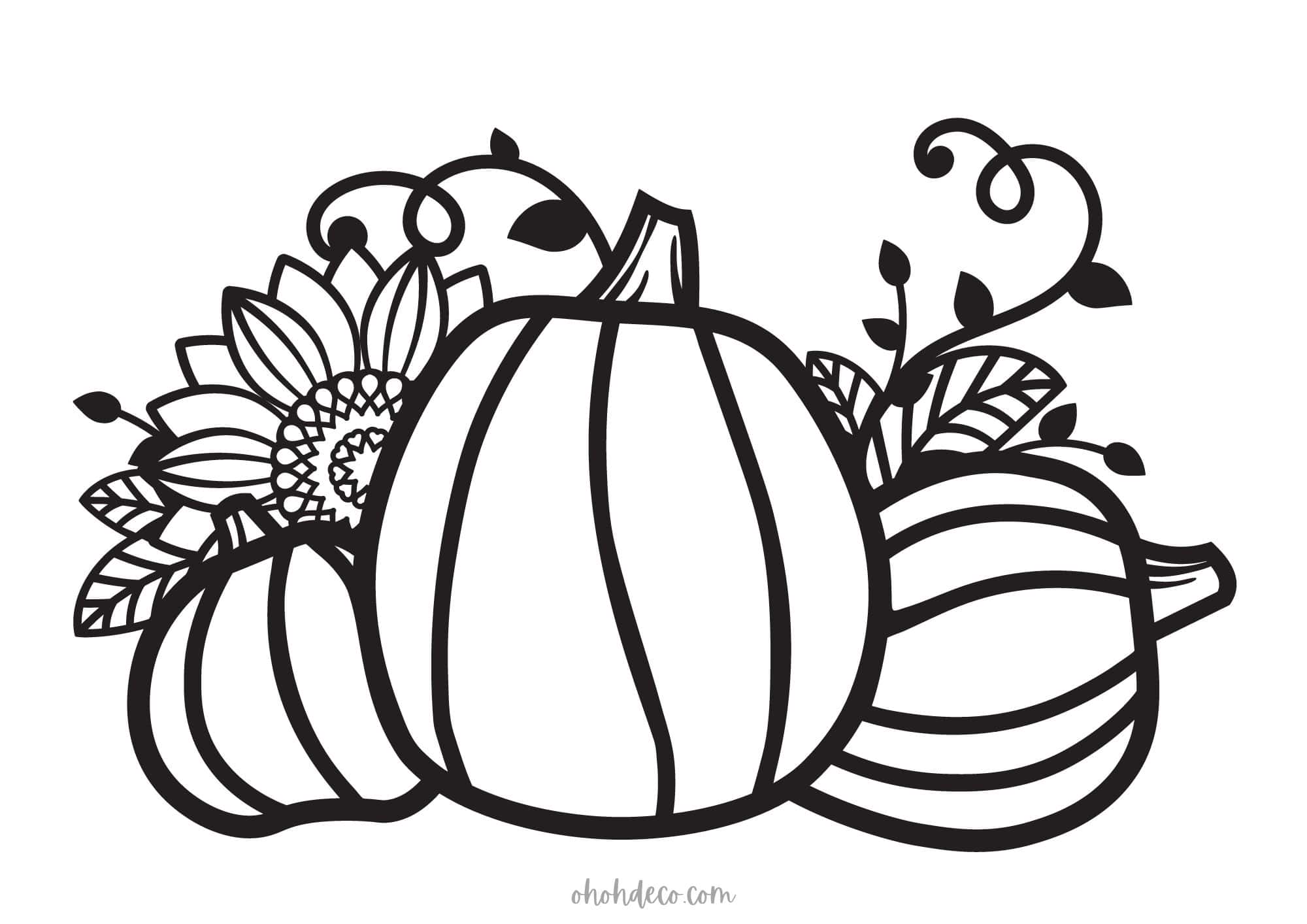 Pumpkin vintage flowers Coloring Pages - Ohoh deco