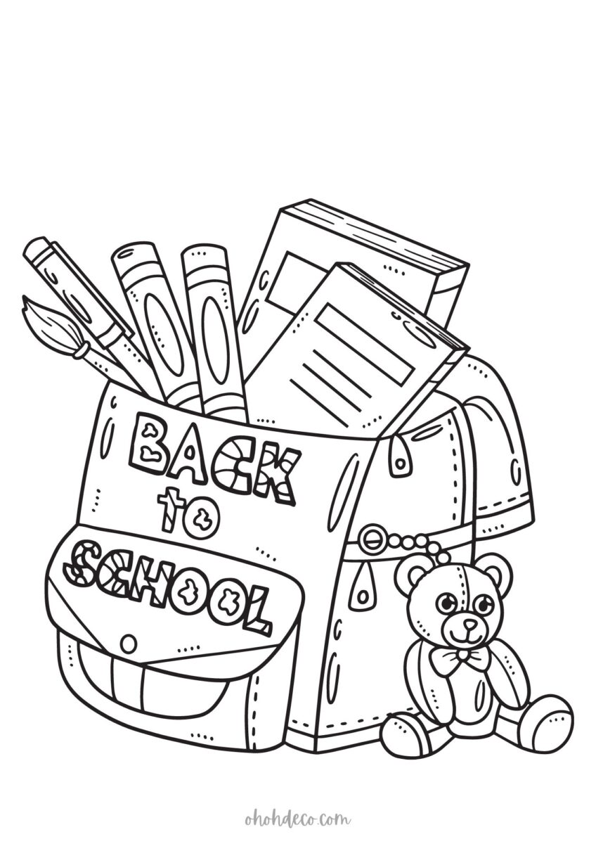 back to school backpack coloring page - Ohoh deco