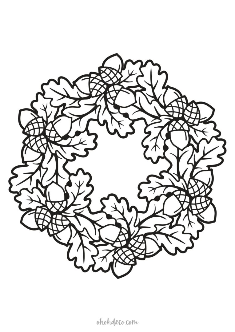 fall wreath coloring page - Ohoh deco