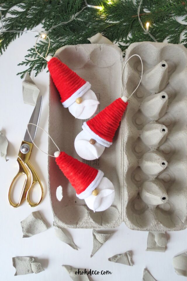 Create a DIY Santa Ornaments from Egg Cartons